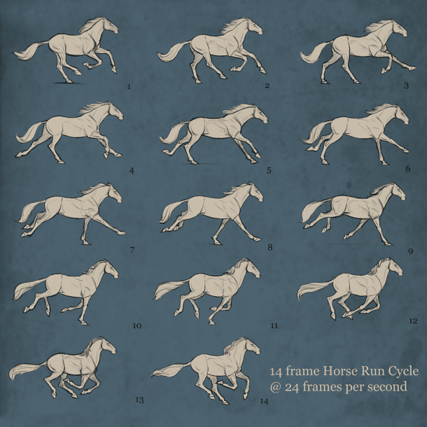 "Horse Run Key Frames" Poster - The Art of Aaron Blaise