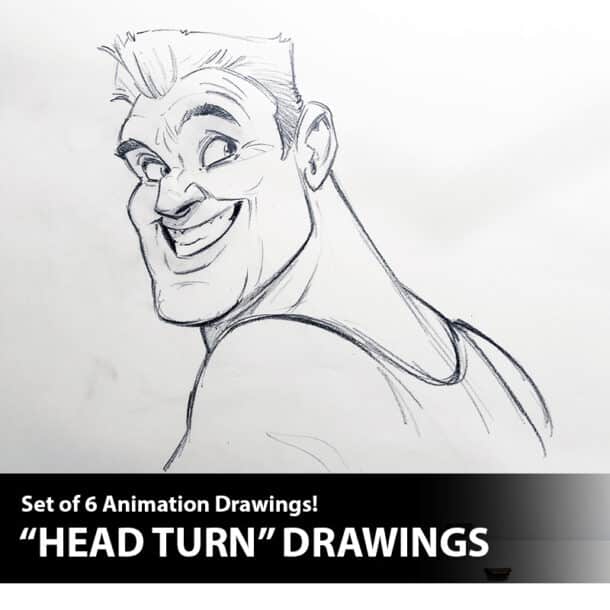 "Guy Turns Head" Animation (Set of 6 Drawings) - The Art of Aaron Blaise