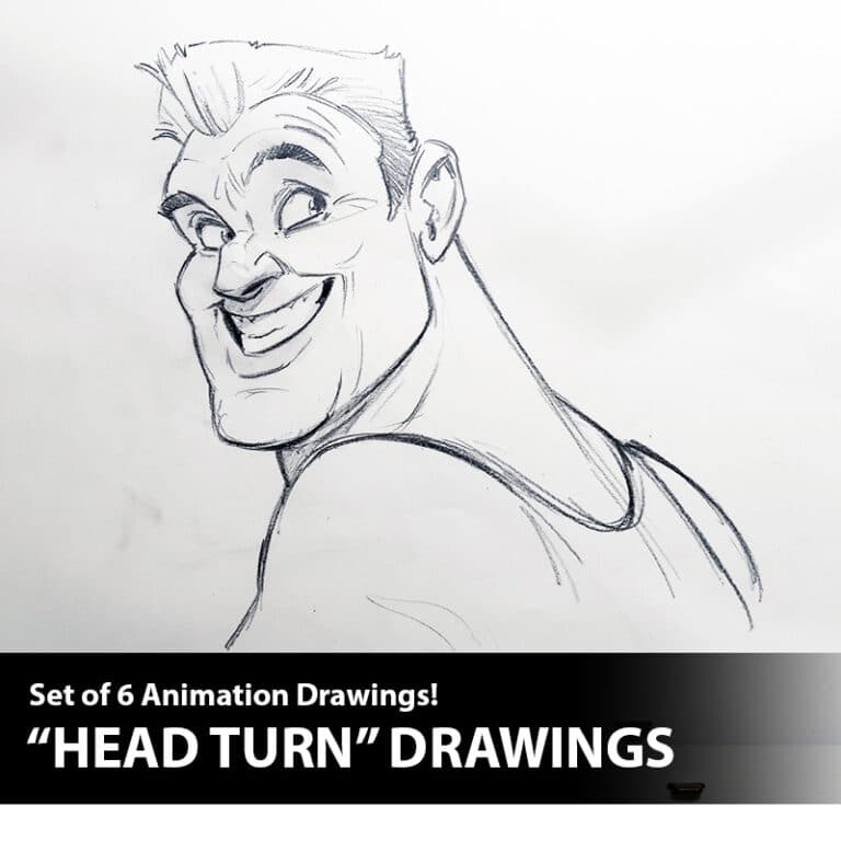 "Guy Turns Head" Animation (Set of 6 Drawings) - The Art of Aaron Blaise