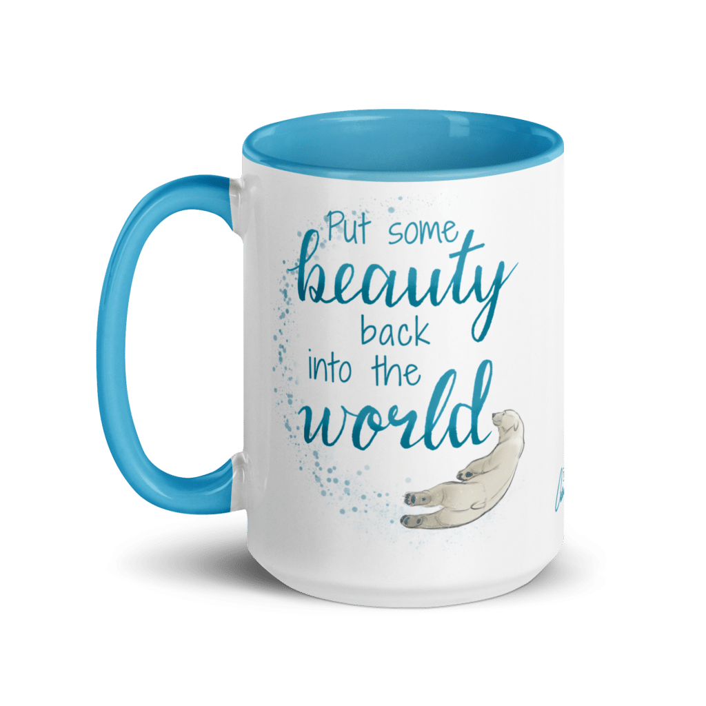 Beauty & The Bear White/Blue - Tall Mug (15oz) - The Art of Aaron Blaise