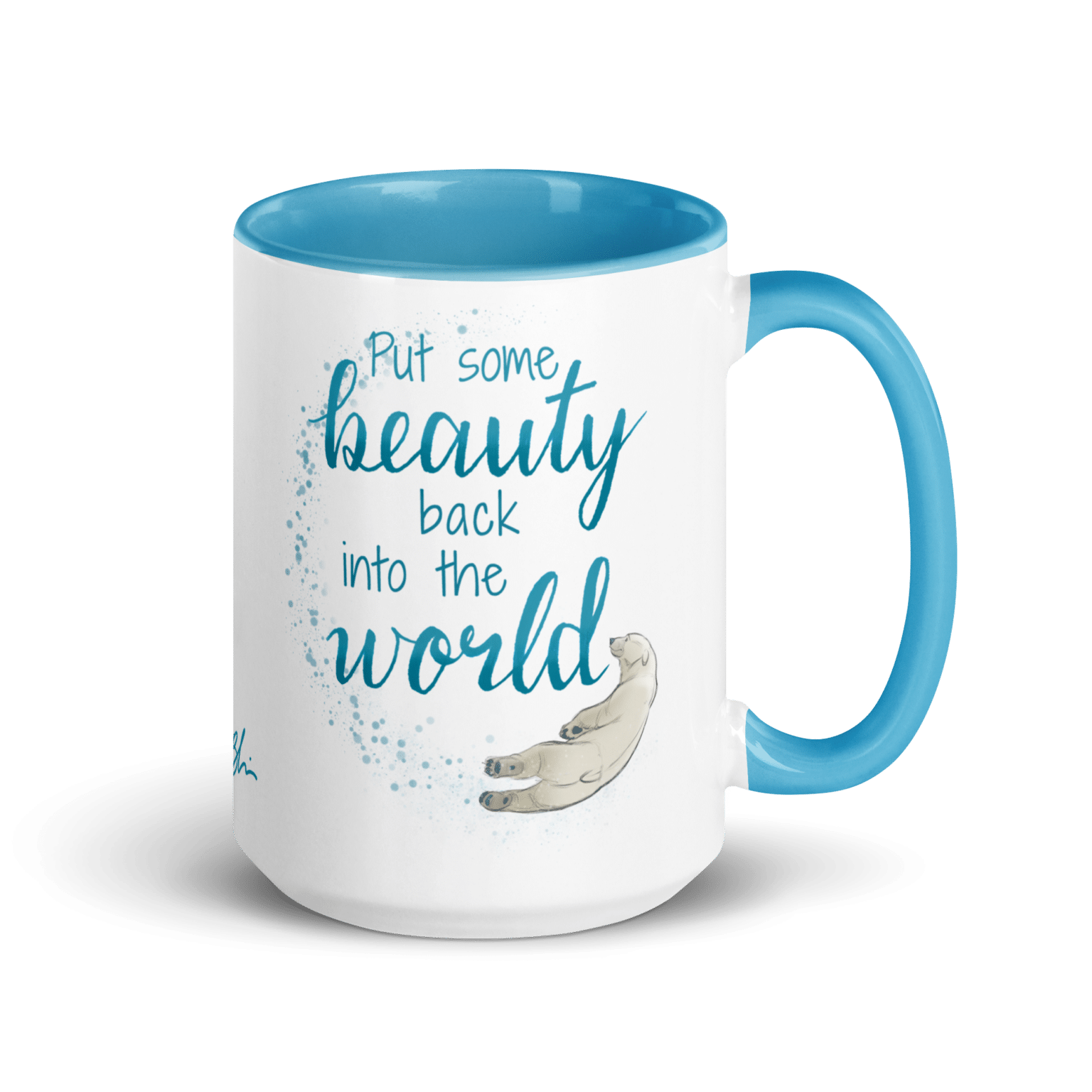 Beauty & The Bear White/Blue - Tall Mug (15oz) - The Art of Aaron Blaise