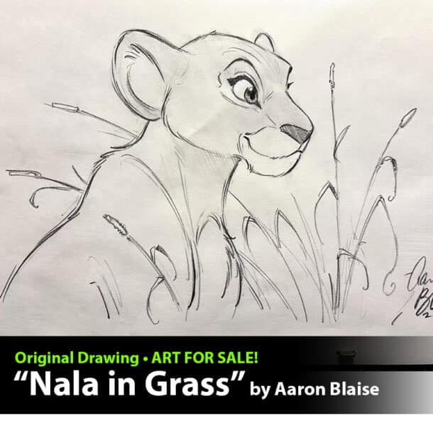 "Nala in Grass" Original Drawing by Aaron Blaise - The Art of Aaron Blaise