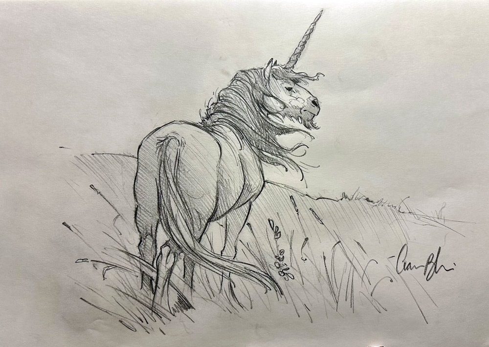 "Standing Unicorn" Original Drawing by Aaron Blaise - The Art of Aaron ...