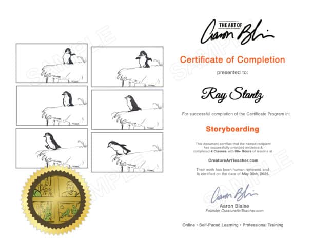 Storyboarding Certificate - The Art of Aaron Blaise