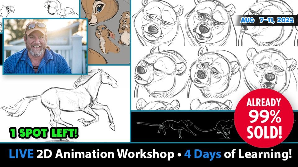 Live 2D Animation Bootcamp - August 7th - 11th, 2025 - Join Aaron Blaise