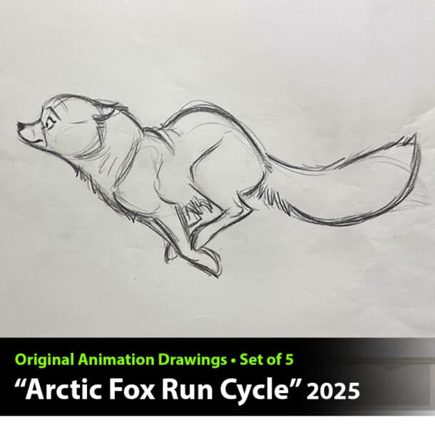 "Arctic Fox Run Cycle" Animation Drawings by Aaron Blaise - (Set of 5 ...