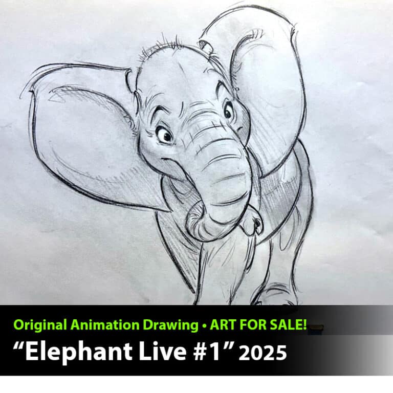 "Elephant Live #1" Original Drawing - The Art of Aaron Blaise