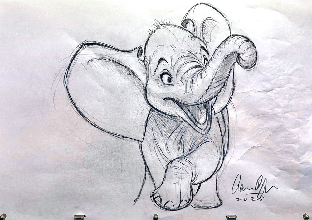 "Elephant Live #5" Original Drawing - The Art of Aaron Blaise