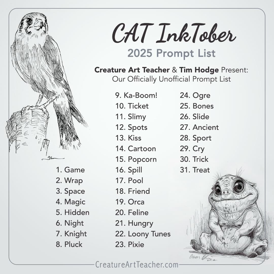 Unofficial Inktober Prompt List 2025 - The Art of Aaron Blaise
