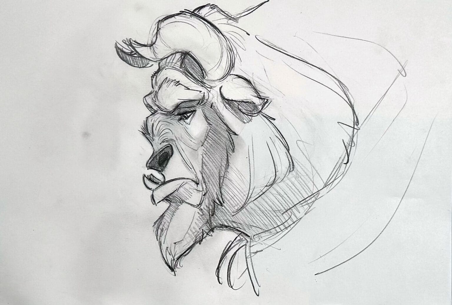"The Beast in Profile Left" Original Drawing - The Art of Aaron Blaise